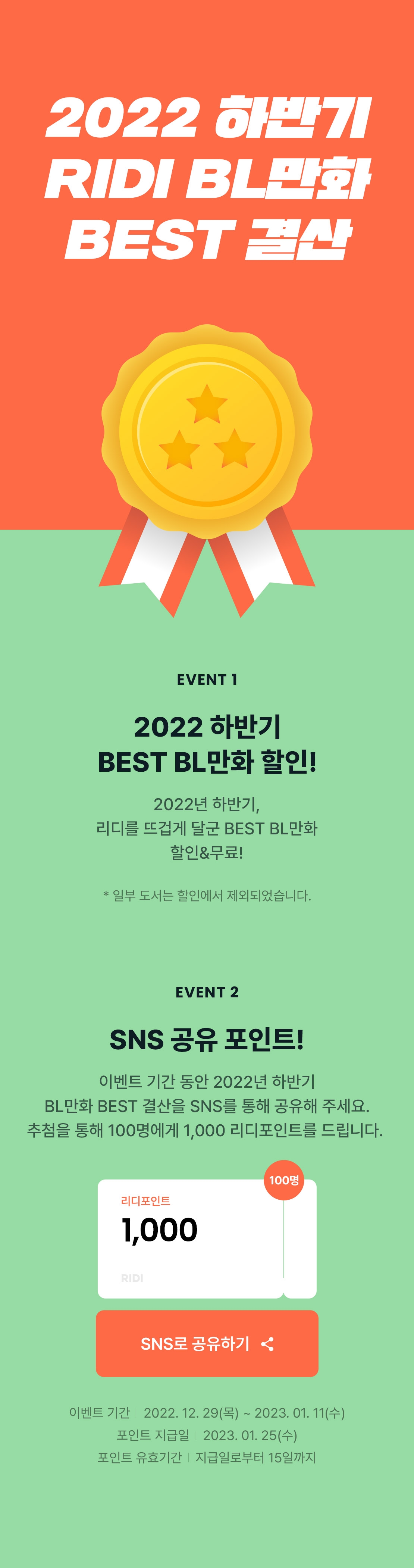 [추첨 포인트] 2022 하반기 RIDI BL만화 BEST 결산! - 리디